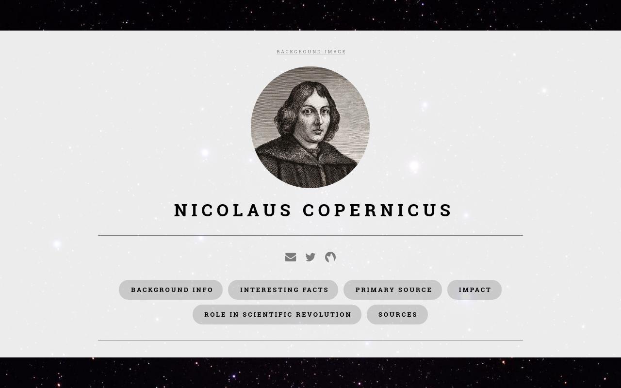 Nicolaus Copernicus Website for Jansen
